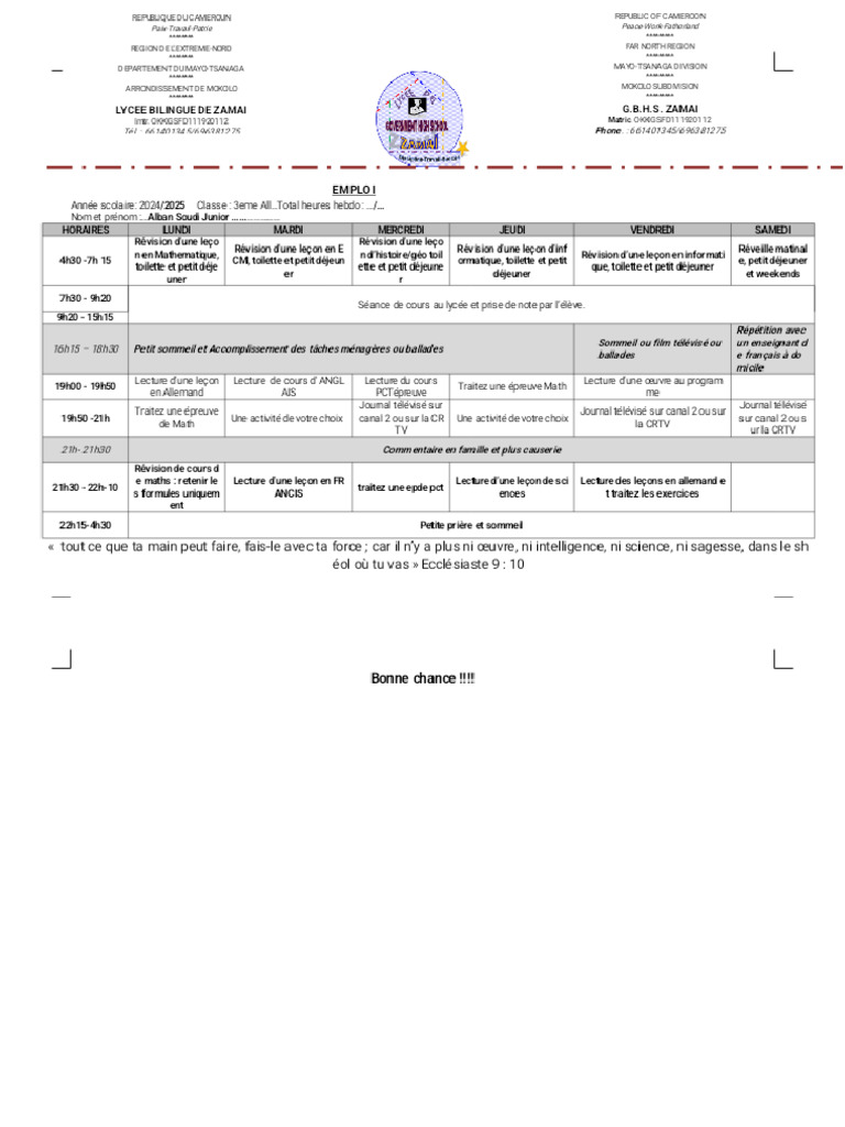 EMPLOI DU TEMPS ALBAN_050406_Phoenix(1) | PDF