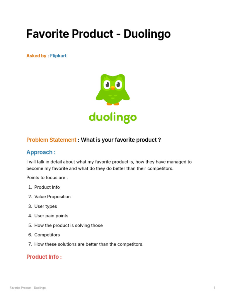 Favorite Product Duolingo 1744349762 | PDF | Learning | Human Communication
