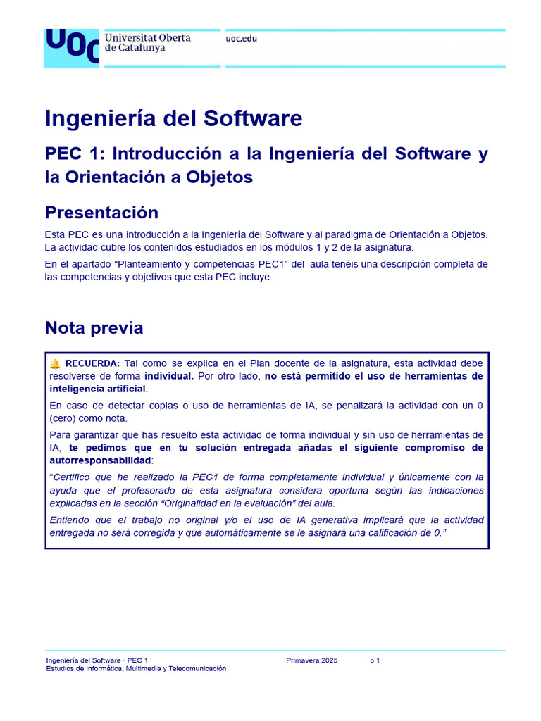 IS_PEC1_Enunciado (2) | PDF | Software | Ingeniería de software