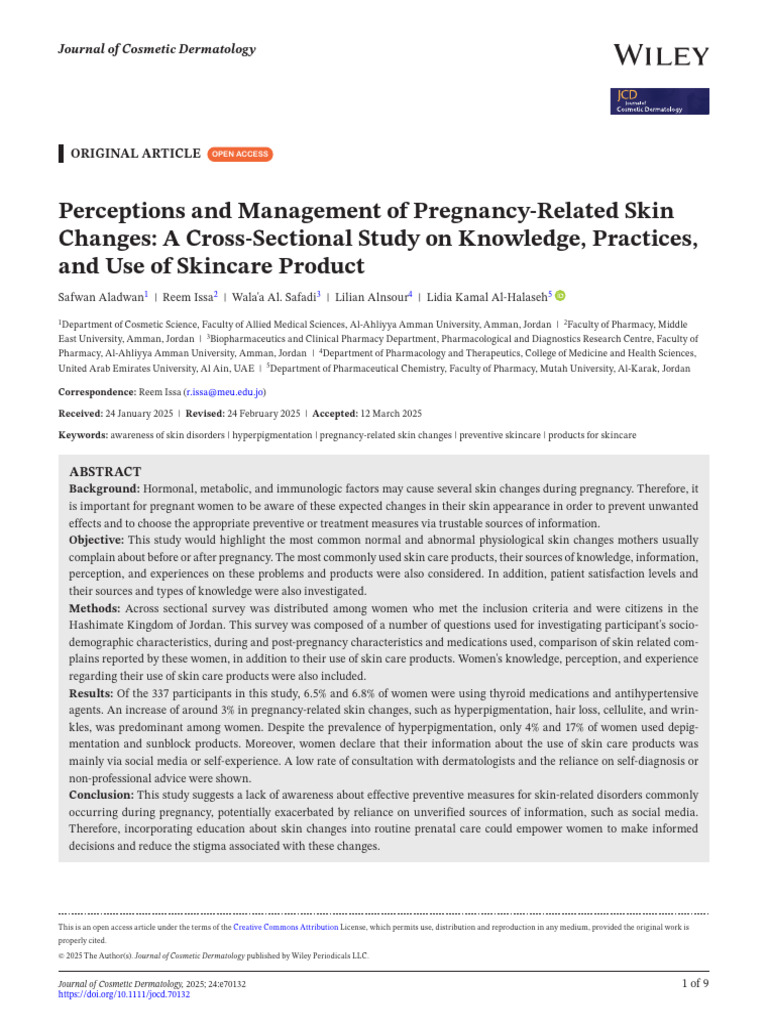 Perceptions and Management of Pregnancy-Related Skin Changes | PDF | Pregnancy | Pharmacy