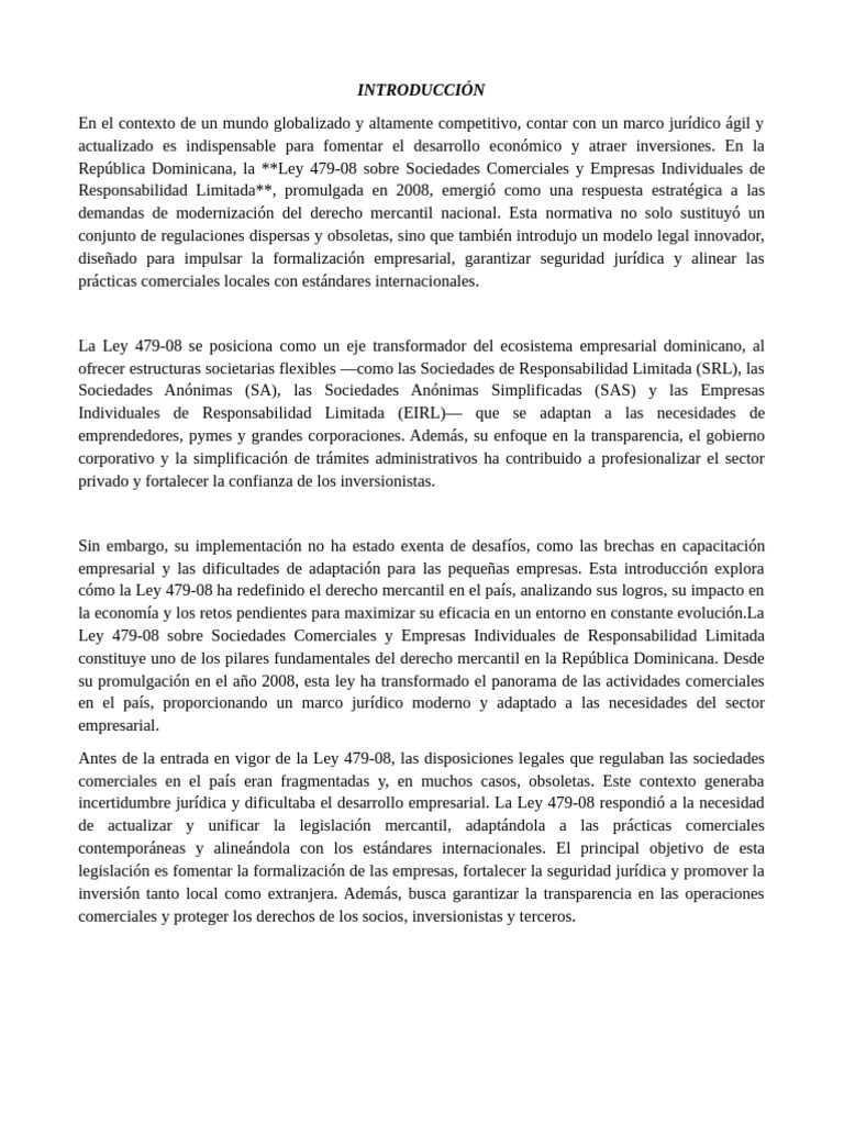 Ley 479-08: Transformación Empresarial RD | PDF | Pequeñas y medianas ...