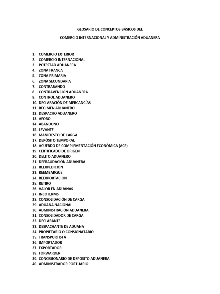 Glosario de Conceptos Básicos Del Comercio Internacional | PDF
