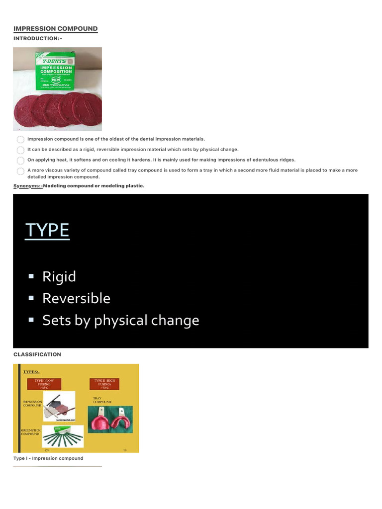 Dental Impression Compound Overview | PDF