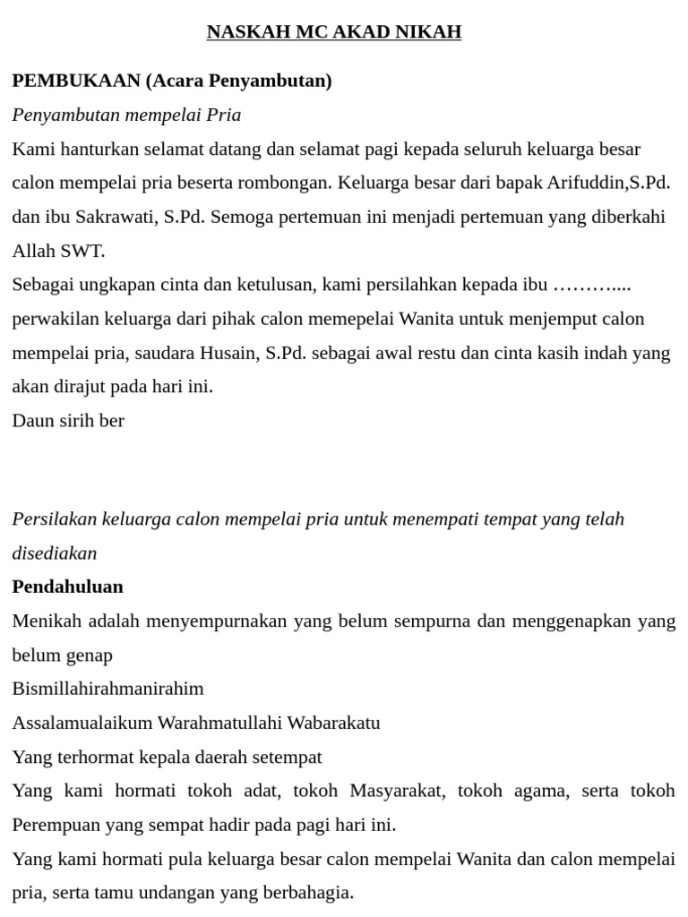 MC Akad Nikah Rezki | PDF