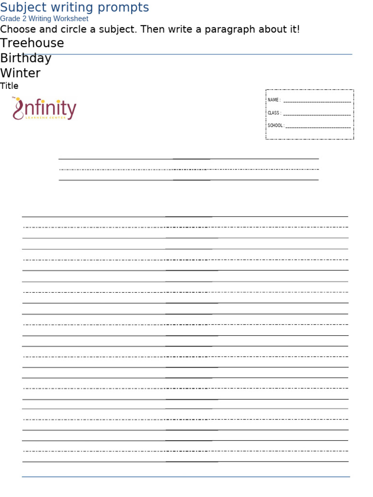 Grade 2 Writing Prompts Worksheet | PDF