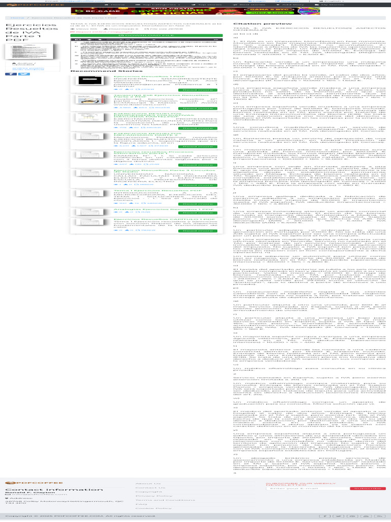 Ejercicios Resueltos de IVA Parte 1 PDF - PDFCOFFEE | PDF | Impuesto al valor agregado | Economias