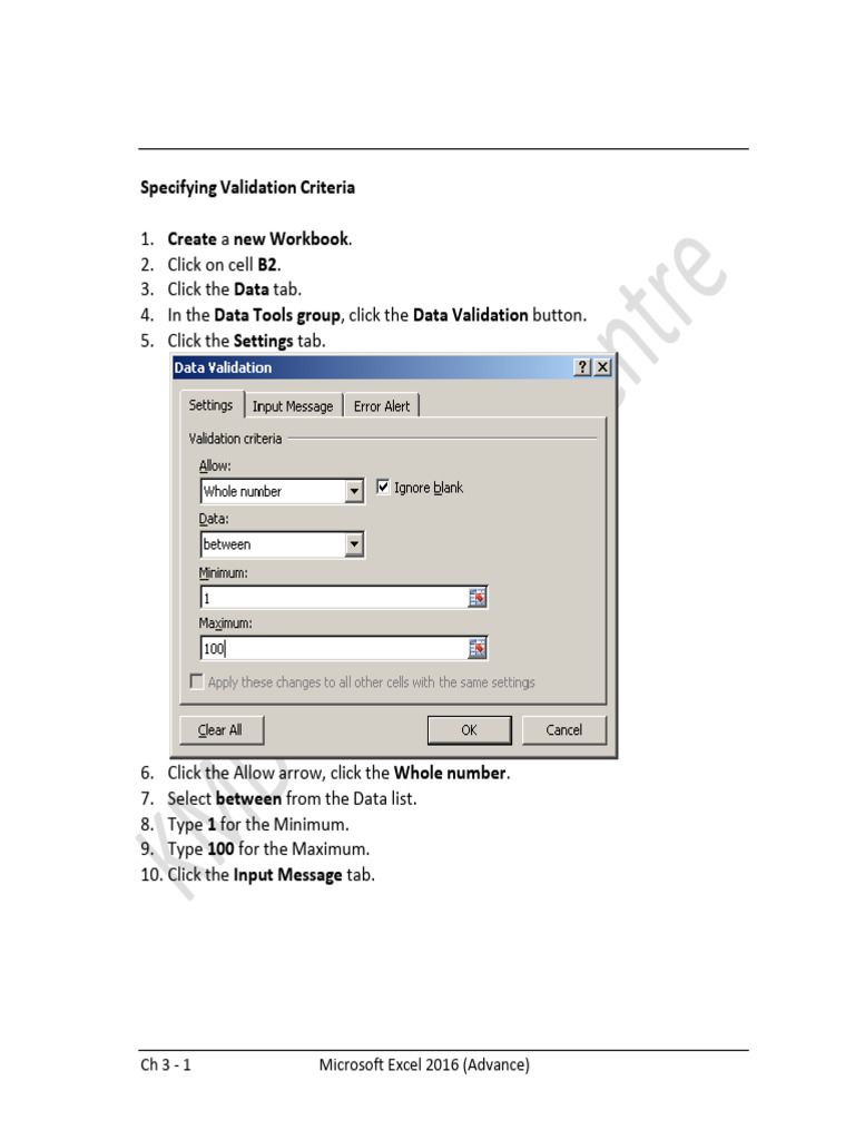 Excel Data Validation Techniques | PDF | Microsoft Excel | Information Technology