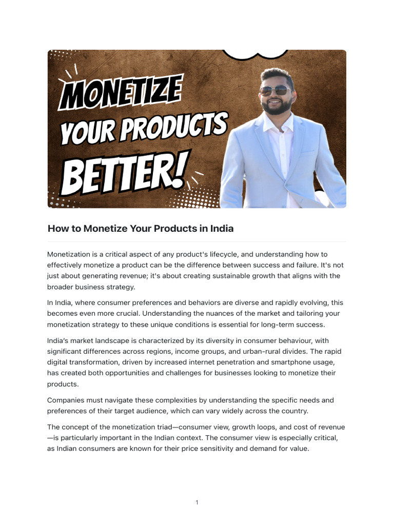 How to Monetize Your Products in India | PDF | Pricing | Subscription ...