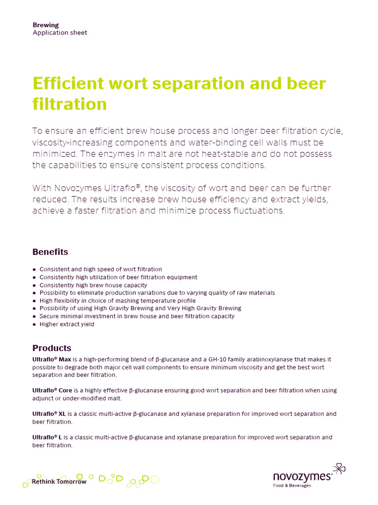 Cataloo Novozymes AS Efficient Wort Separation and Beer Filtration ...