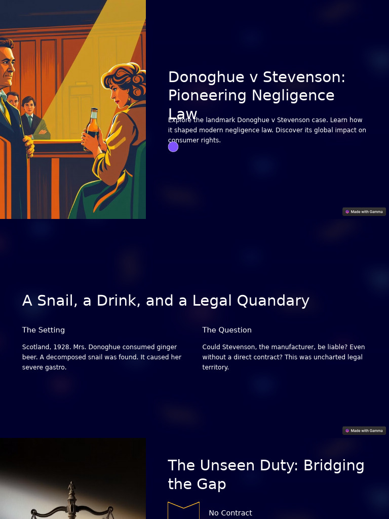 Donoghue V Stevenson Pioneering Negligence Law | PDF | Negligence | Duty Of Care