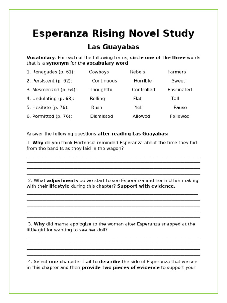 Esperanza Rising Las Guayabas | PDF | Human Communication | Linguistics
