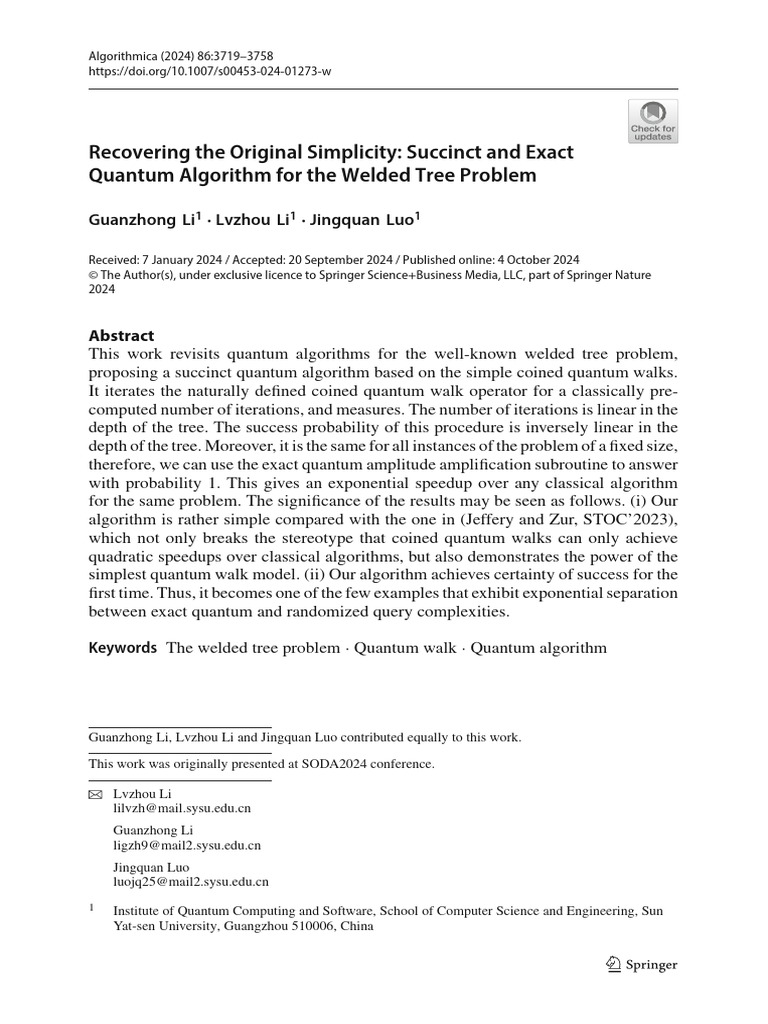 Recovering The Original Simplicity: Succinct and Exact Quantum Algorithm For The Welded Tree ...