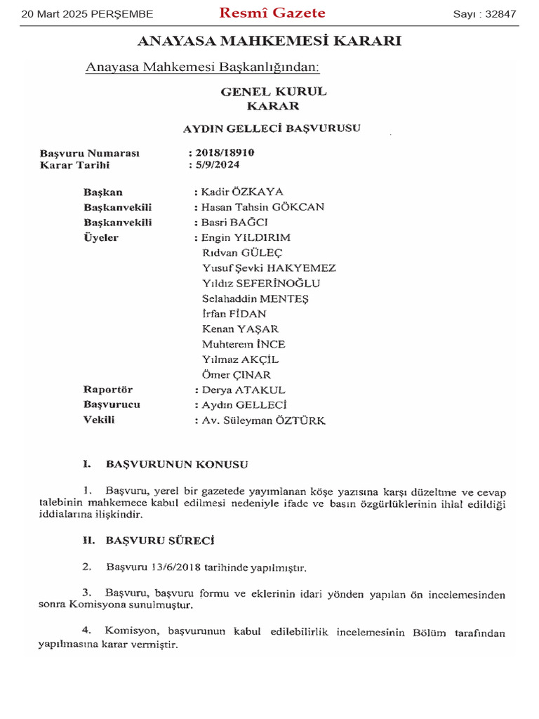 Anayasa Mahkemesi Karari: Resmî Gazete | PDF