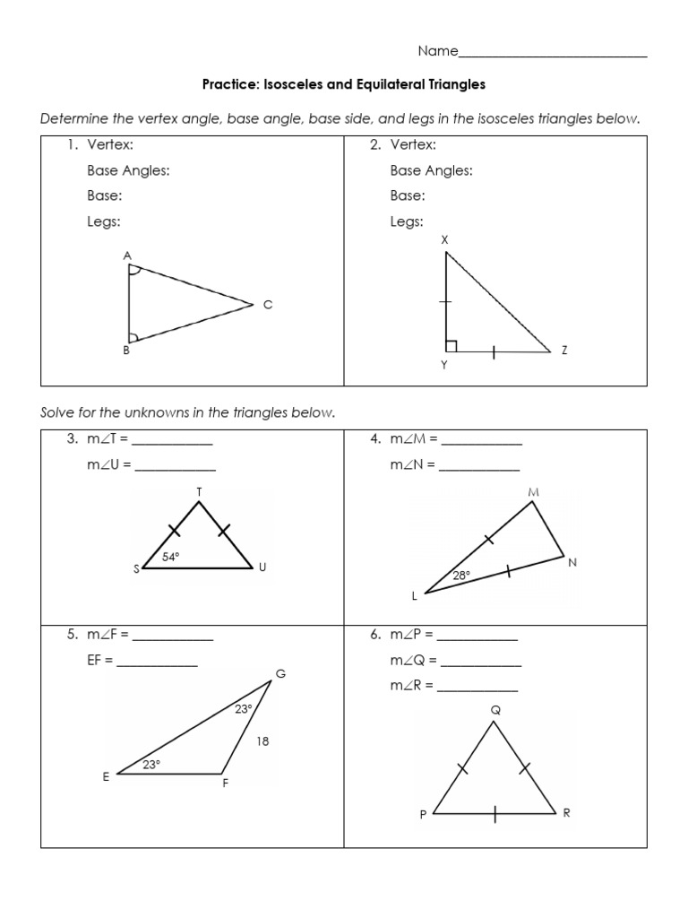 PRAC Isosceles+and+Equilateral+Triangles+F23 | PDF | Triangle ...