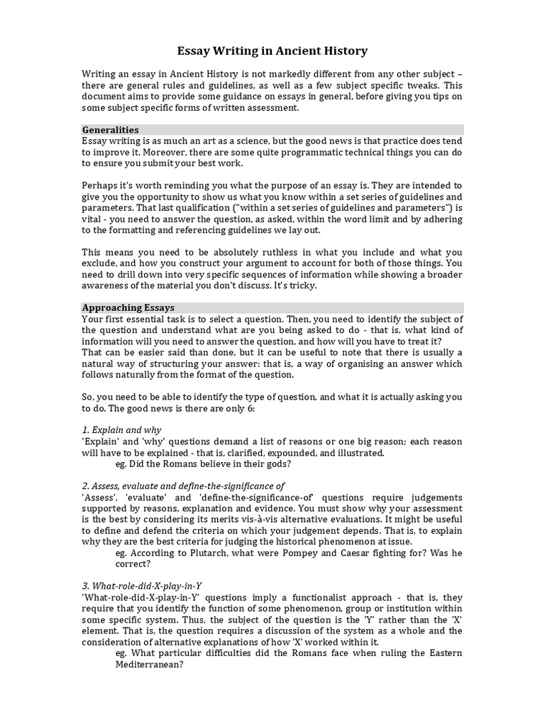 Essay Writing in Ancient History(1) | PDF | Essays