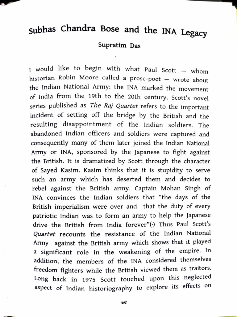 Subhas_Chandra_Bose_and_INA_Legacy_by_Su (3) | PDF | Indian Nationalism | British India