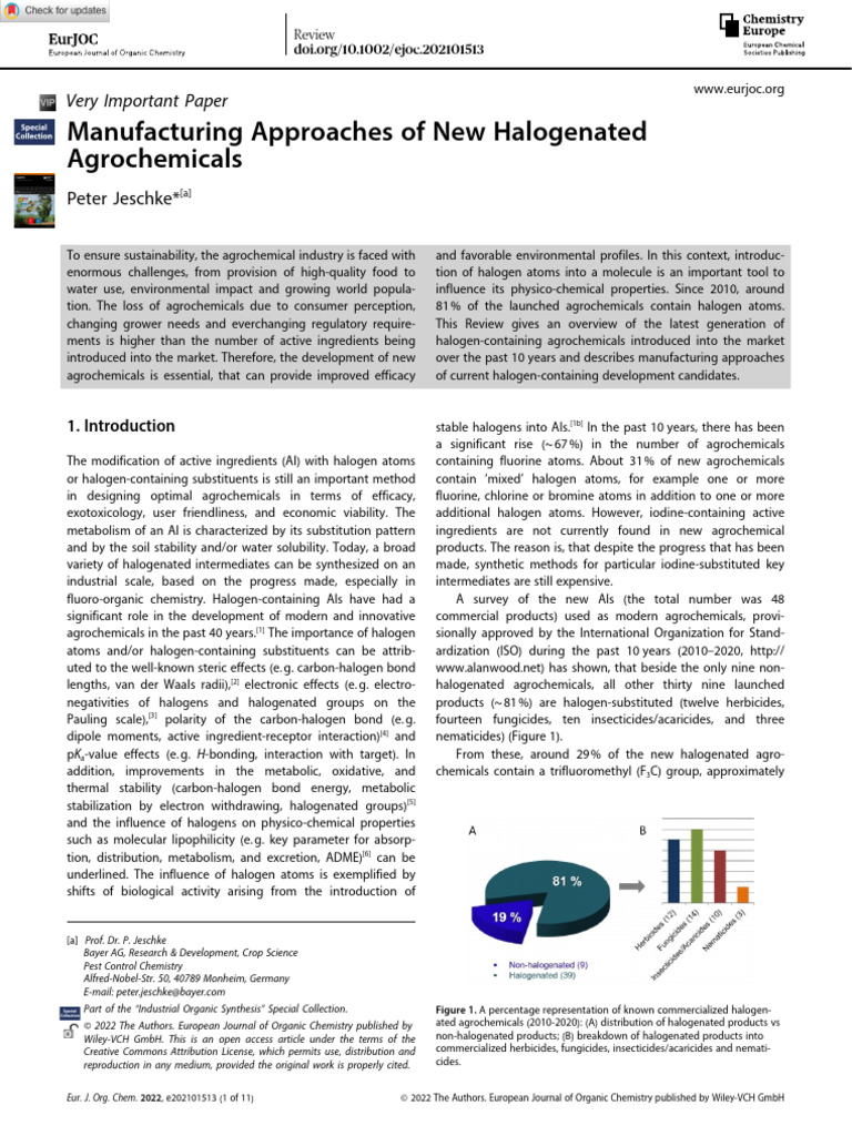 Eur J Org Chem - 2022 - Jeschke | PDF | Chemical Bond | Chemical Polarity