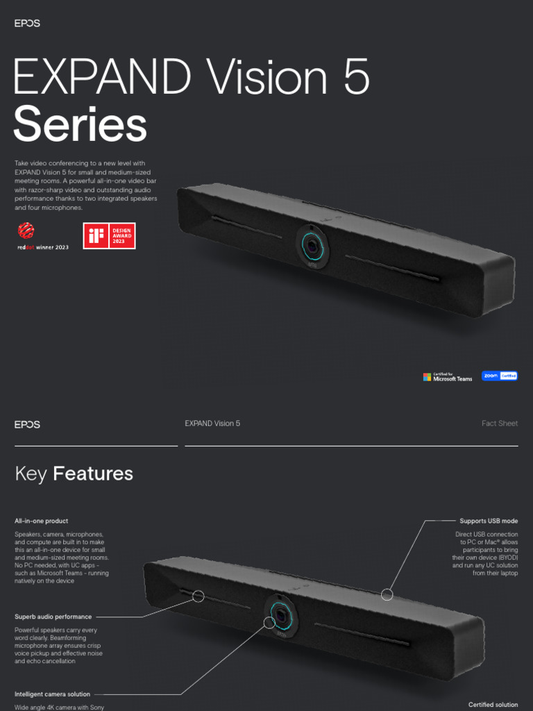 Fact Sheet Expand Vision 5 - en - Original | PDF | Microphone | Loudspeaker