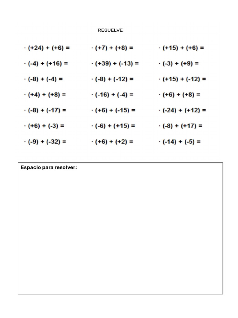Numeros Enteros Repaso | PDF