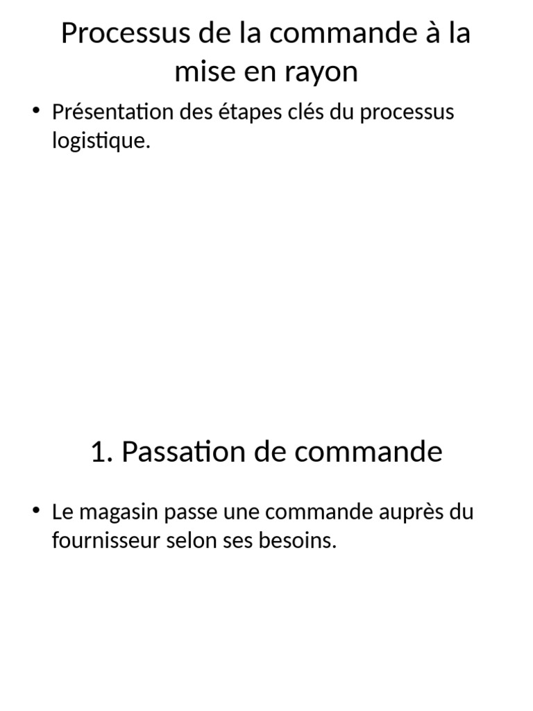 Processus Commande Mise en Rayon | PDF