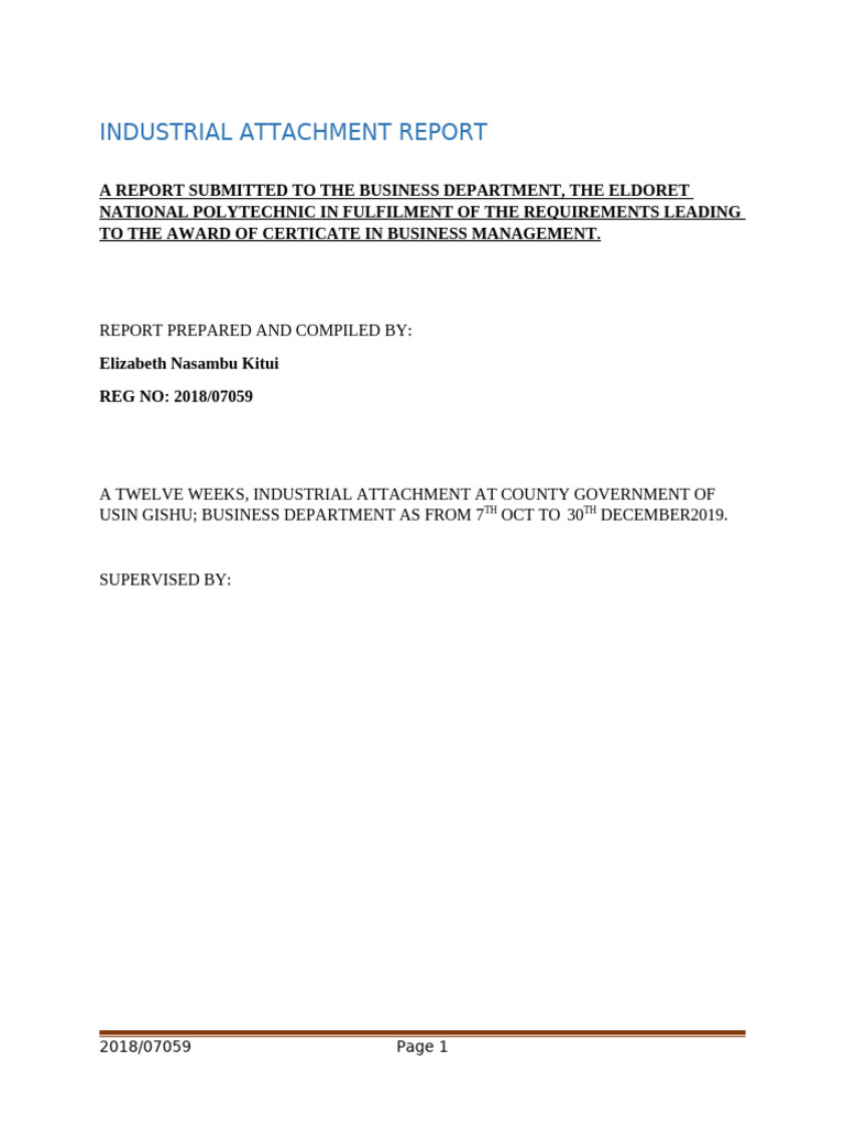 Industrial Attachment Insights at Uasin Gishu | PDF | Voucher | Business