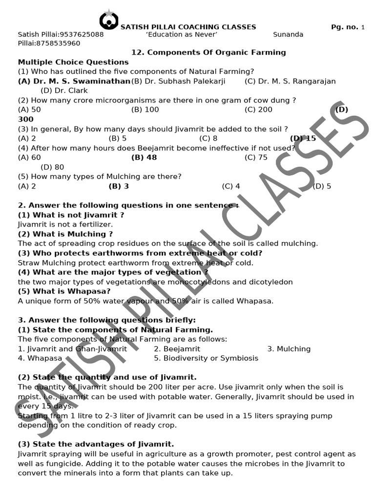 Components of Organic Farming | PDF | Soil | Mulch
