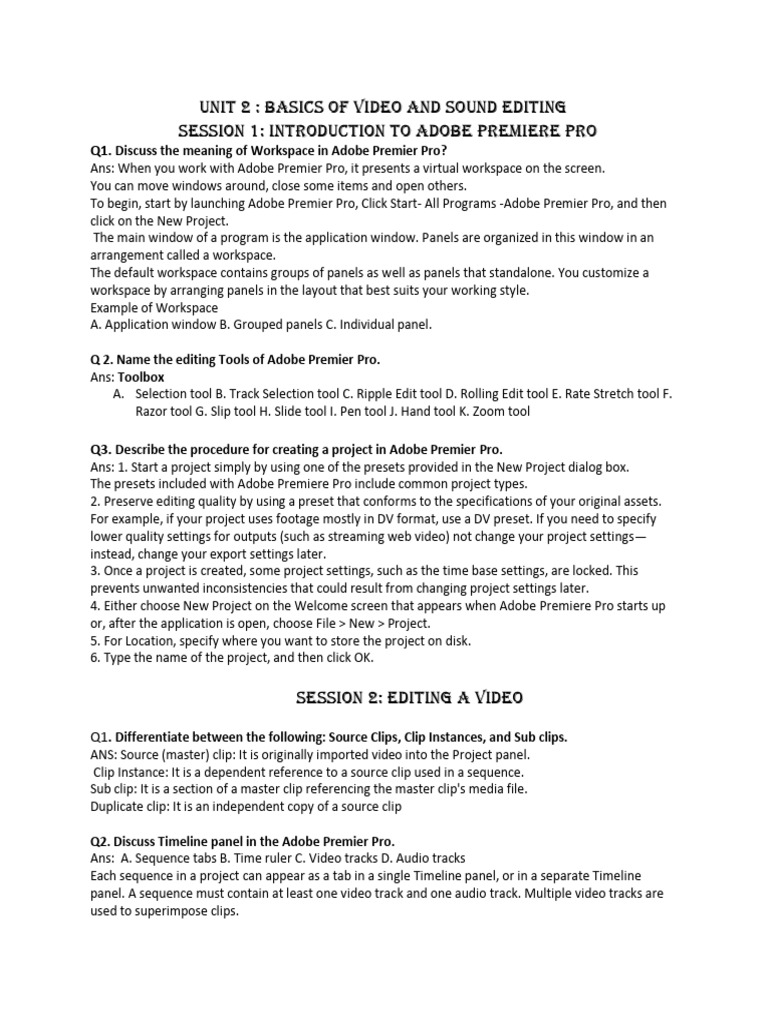 Adobe Premiere Pro Basics Guide | PDF | Editing | Computing