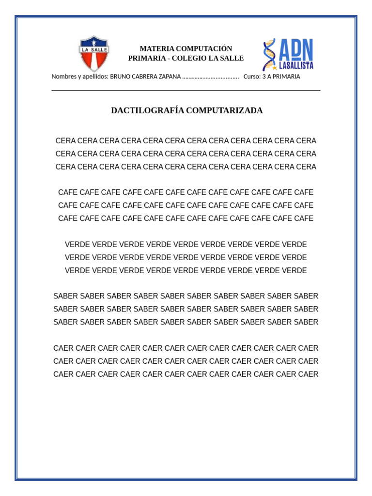 HOJA DACTILOGRAFIA BRU C1 | PDF