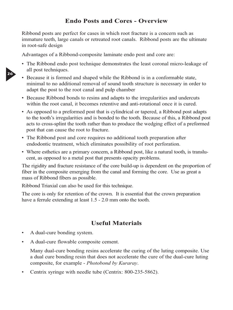 Endo Post and Core Instructions | PDF | Dentistry Branches
