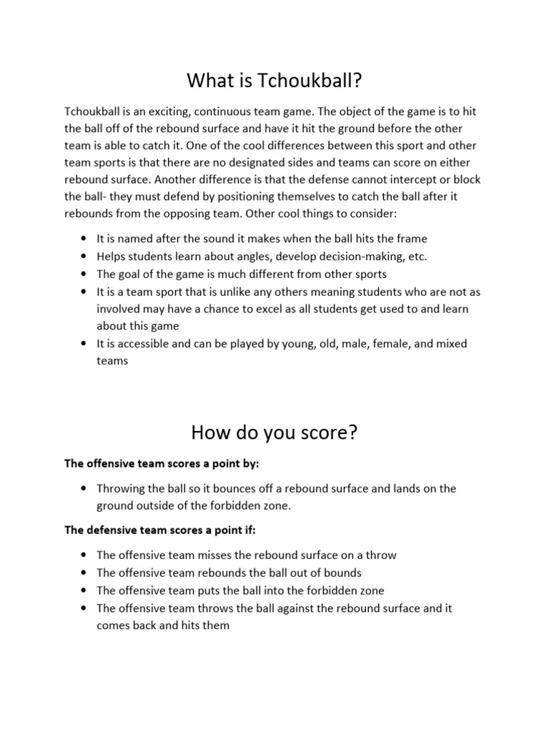Tchoukball Rules | PDF