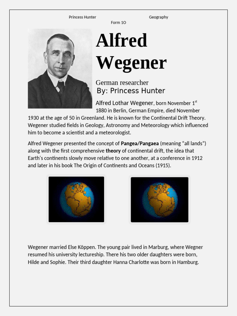 Alfred Wegener - Geography Bibliography | PDF