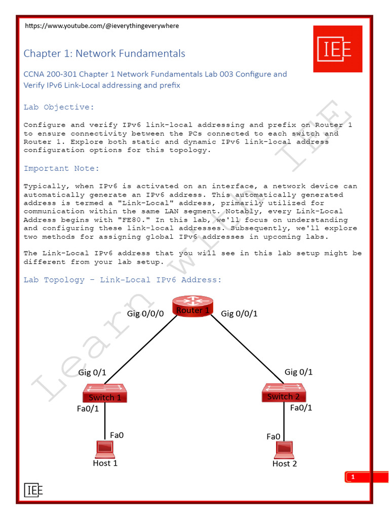 CCNA 200-301 CH 1 Network Fundamentals Lab 003 Configure and Verify IPv6 Link-Local addressing ...