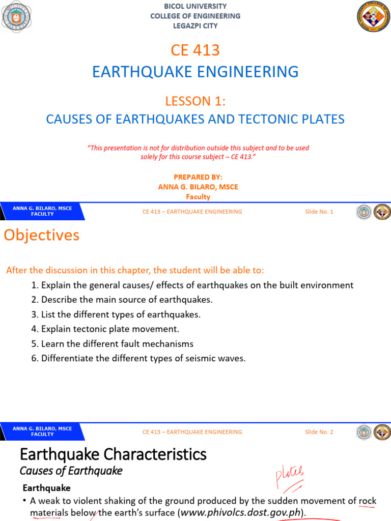 Lesson 1 Earthquake Introduction | PDF | Fault (Geology) | Plate Tectonics