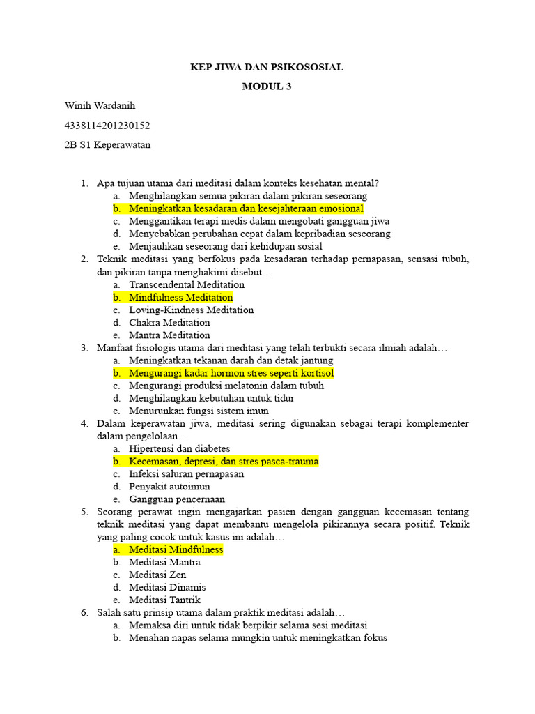 Kep Jiwa Dan Psikososial Modul 3 | PDF