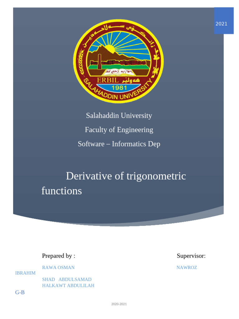derivative of trigonometric functions | PDF | Trigonometric Functions | Trigonometry