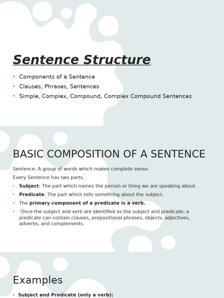 Understanding Sentence Structure Basics | PDF | Subject (Grammar) | Verb