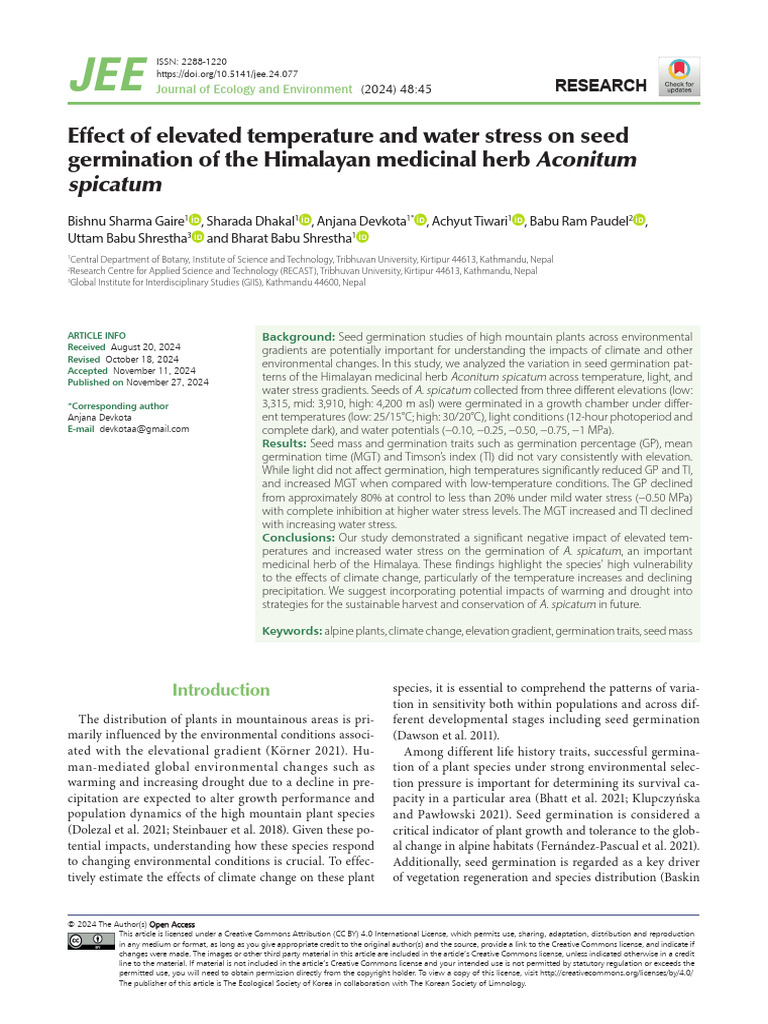 Aconitum Spicatum Germination 2024 | PDF | Germination | Creative ...