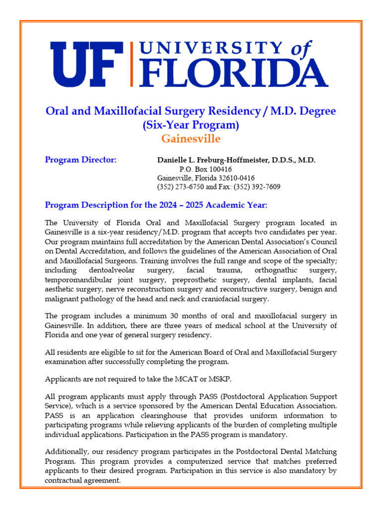 UF Oral & Maxillofacial Surgery Residency | PDF | Oral And ...