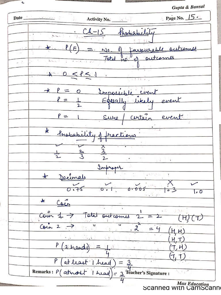 Notes Of Probability Pdf