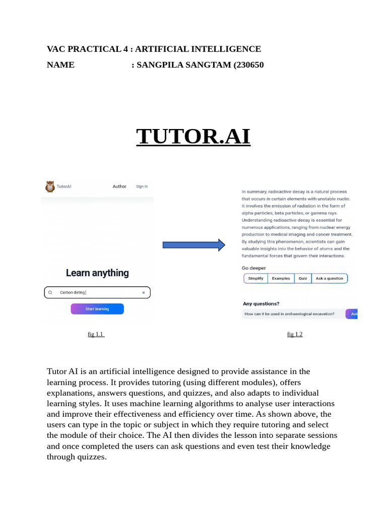 Tutor - Ai: Vac Practical 4: Artificial Intelligence Name: Sangpila Sangtam (230650 | PDF