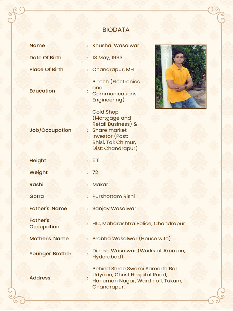 Khushal Wasalwar-Biodata-Final | PDF