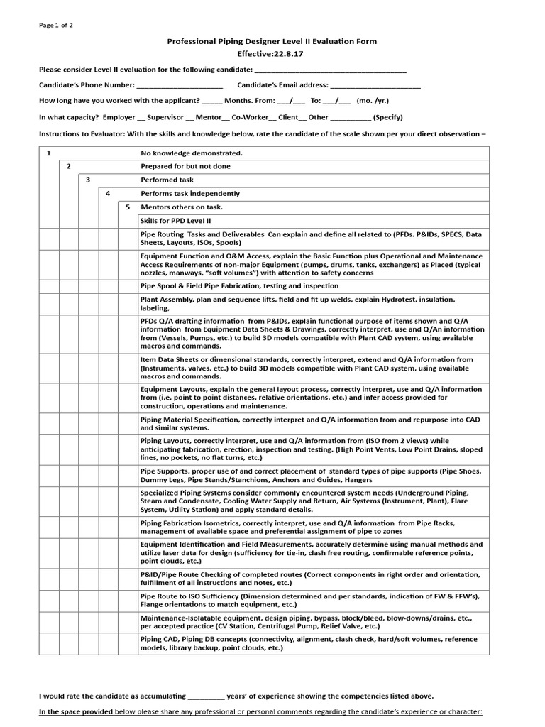 SPED PPD Level 2 Evaluation Form | PDF | Pipe (Fluid Conveyance ...