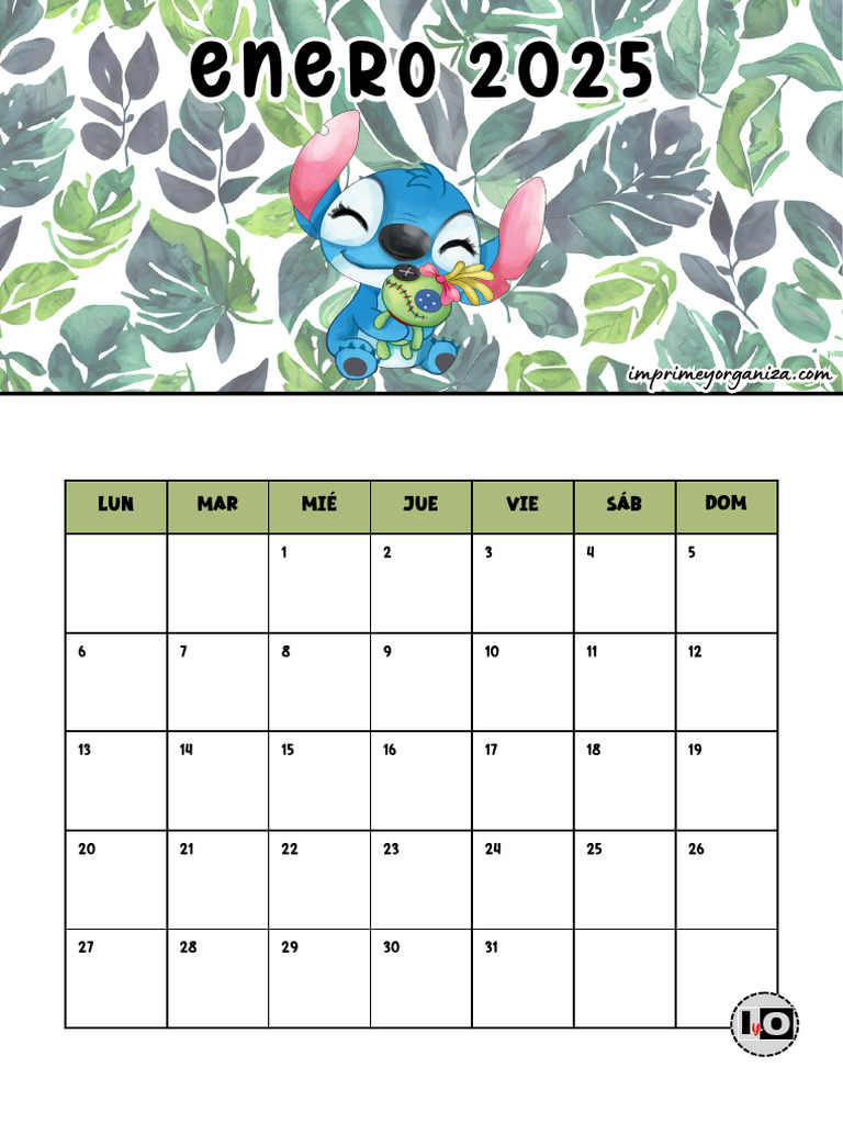 Calendario Stitch 2025 para Imprimir | PDF