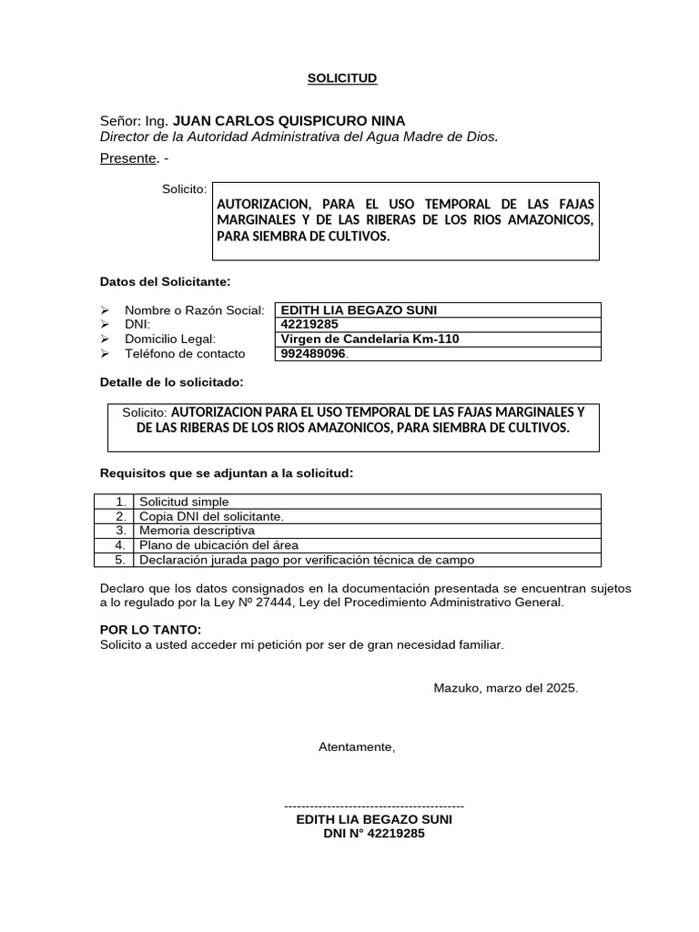 Formato Solicitud | PDF