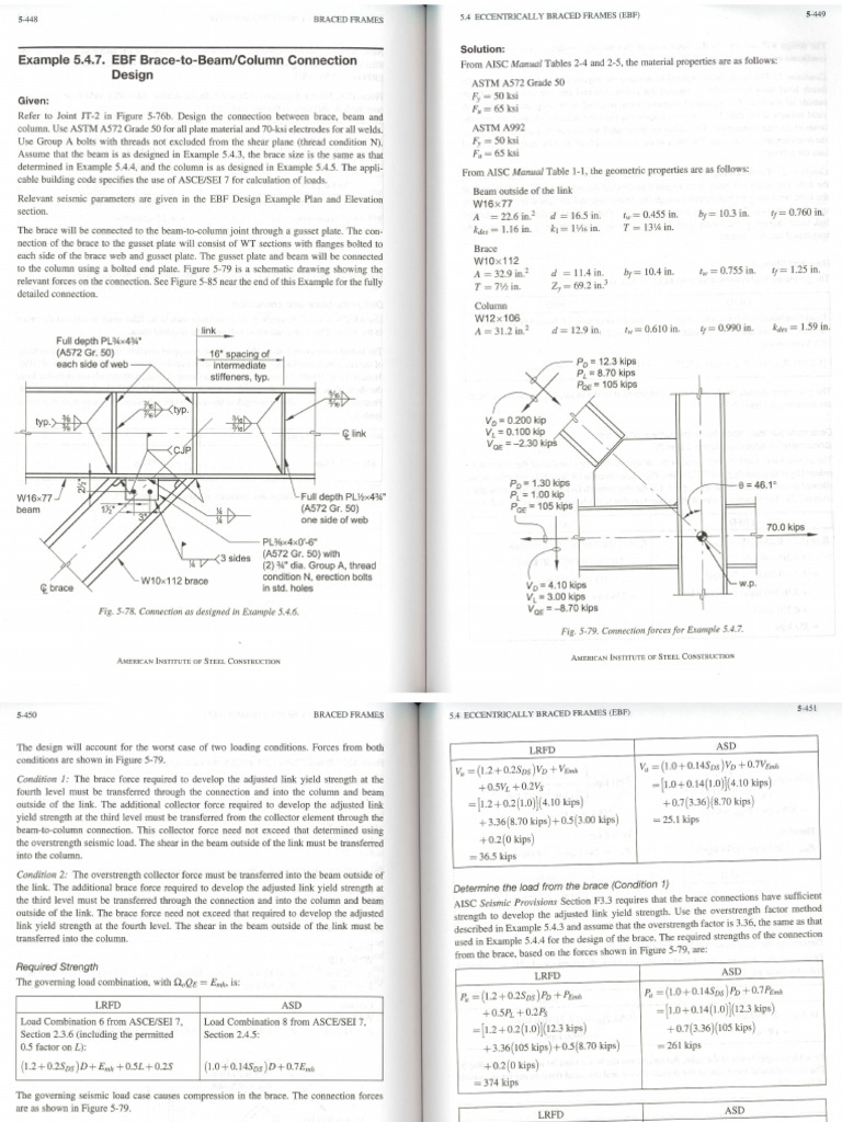 Ejemplo 8 - EBF Brace to Beam-Column Connection Design | PDF