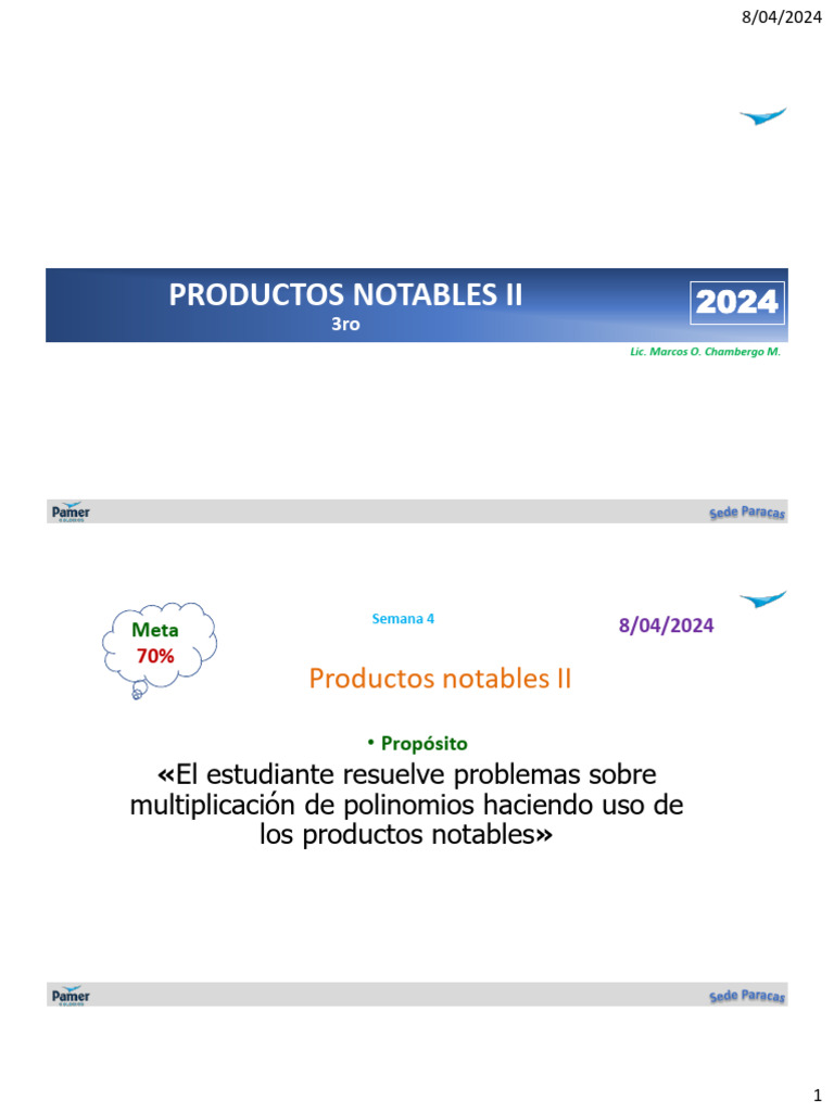 3ro Sem 4 Productos Notables II 2024 TEORIA | PDF
