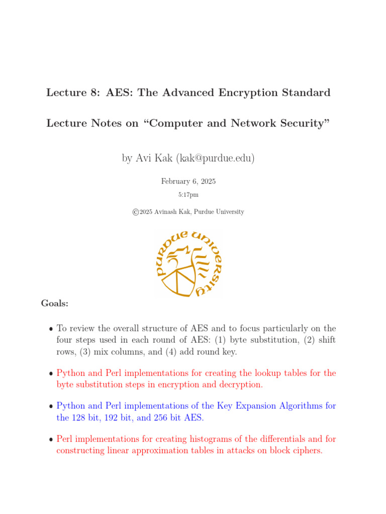 Lecture 8 | PDF | Cipher | Encryption