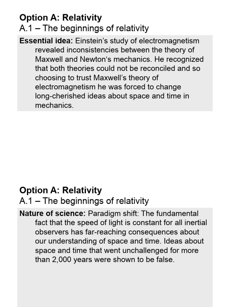 Topic A.5 Relativity | PDF | Special Relativity | Spacetime