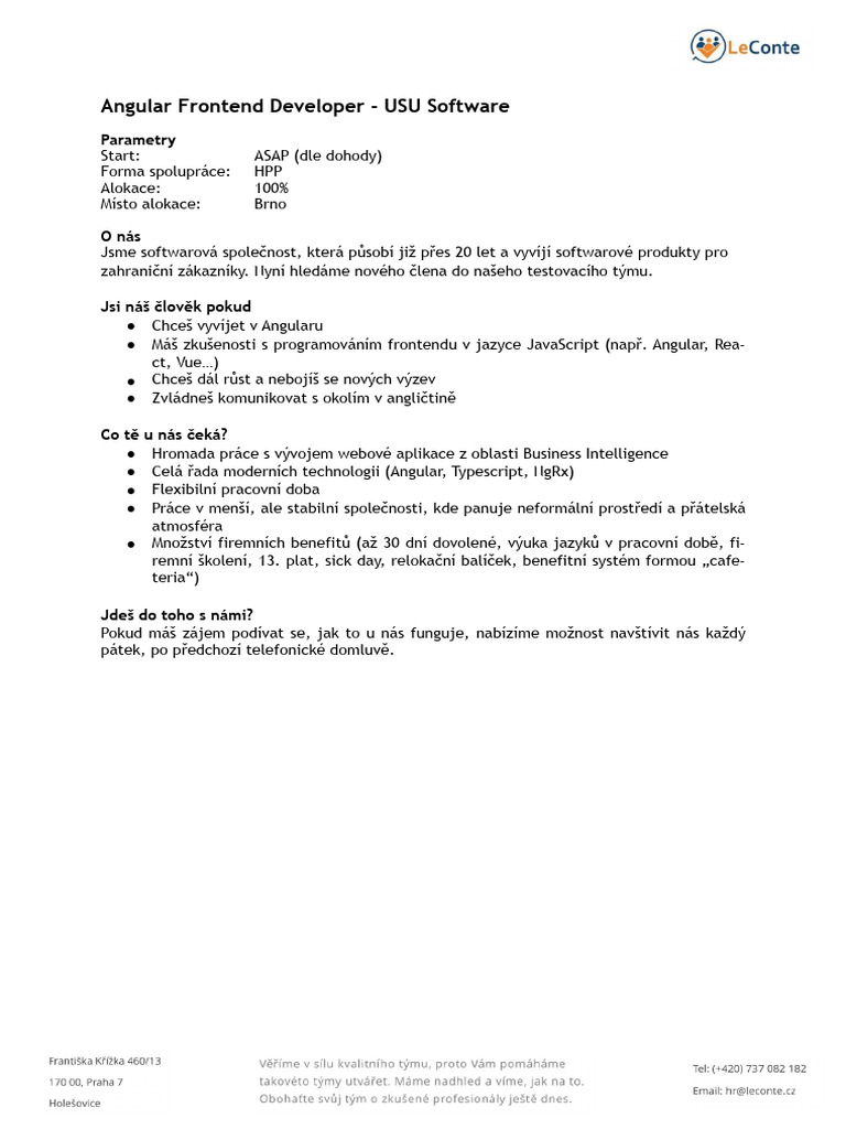 Angular Frontend Developer - USU SW | PDF