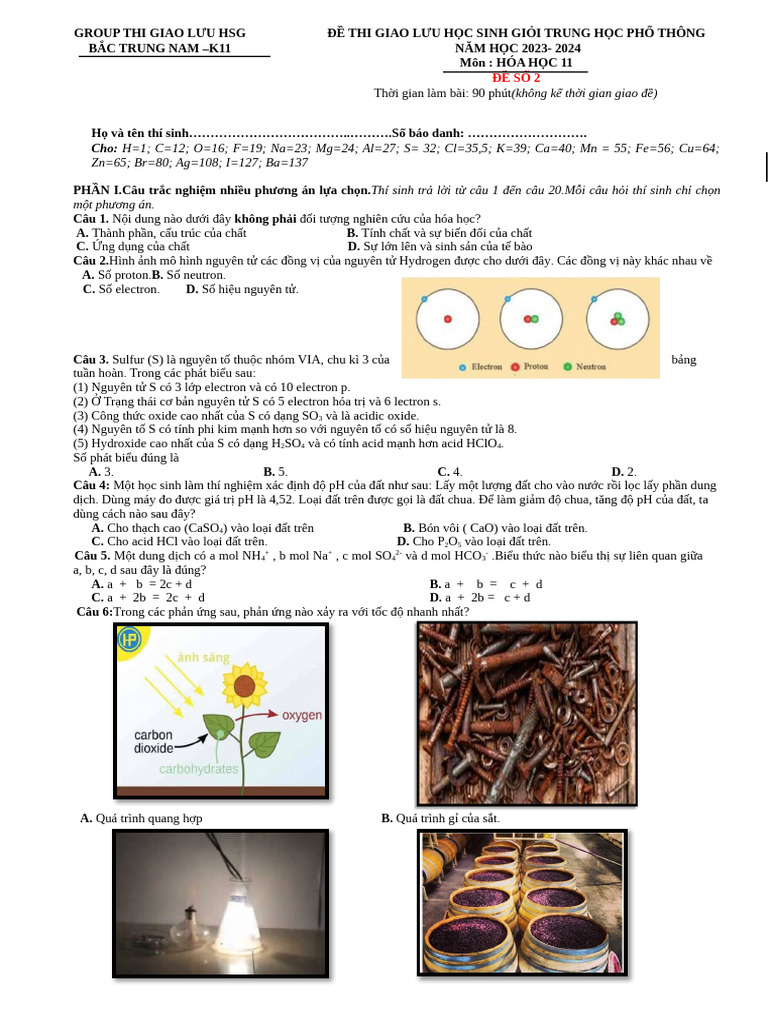 HSG 11 đề 2 | PDF
